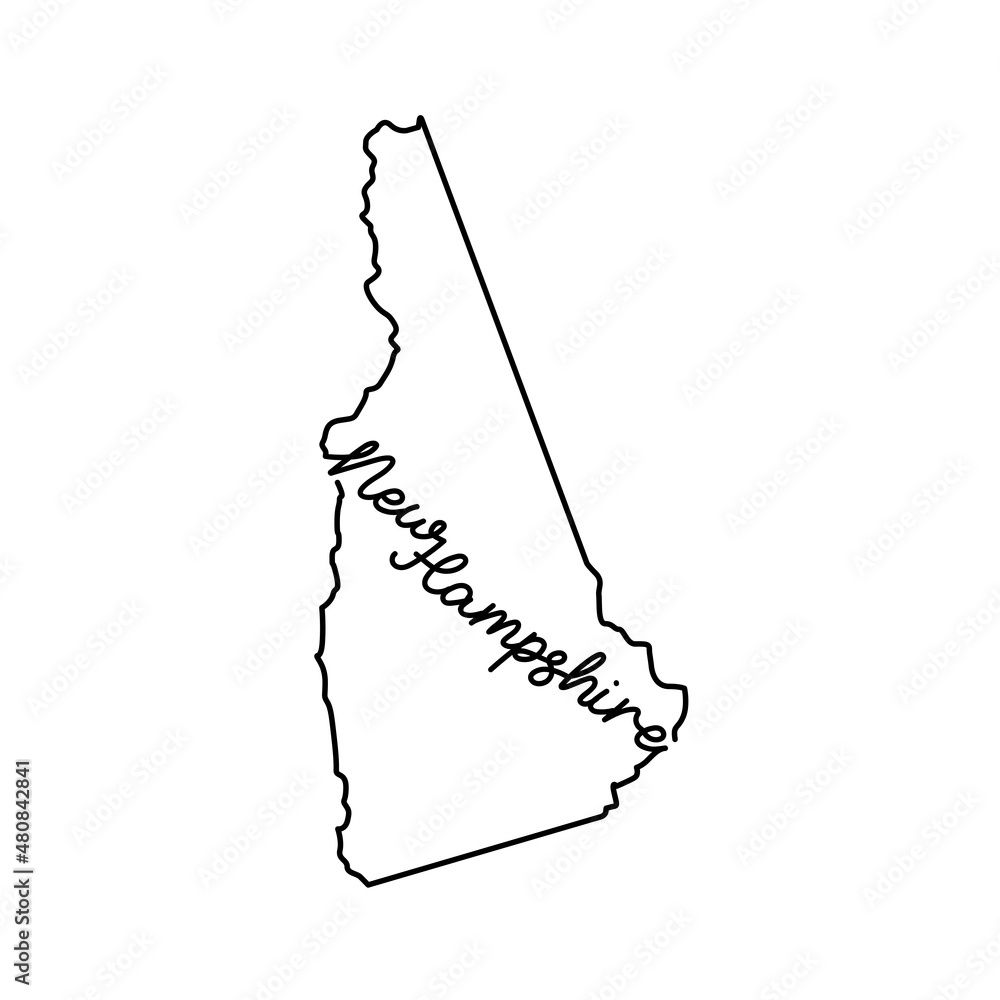 New Hampshire US state outline map with the handwritten state name ...