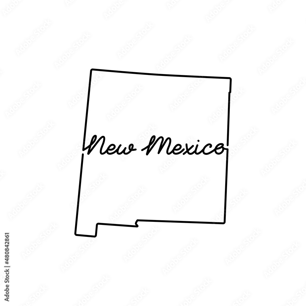 New Mexico US state outline map with the handwritten state name ...