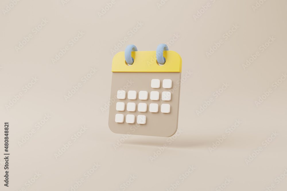 Calendar minimal simple design on brown background. 3d rendering ...
