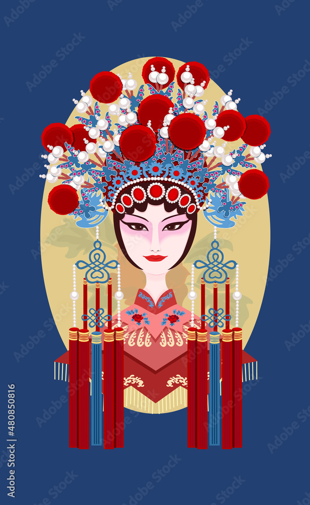 Young women in Chinese opera wearing gorgeous decorations Stock ...