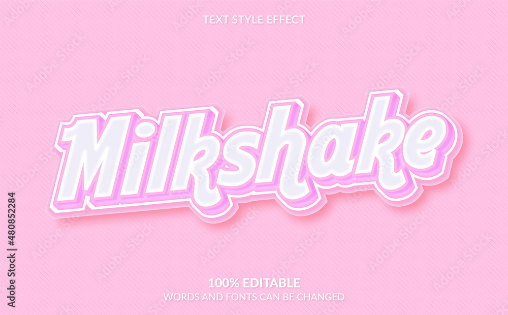 Milkshake Text Style Effect Stock Vector | Adobe Stock