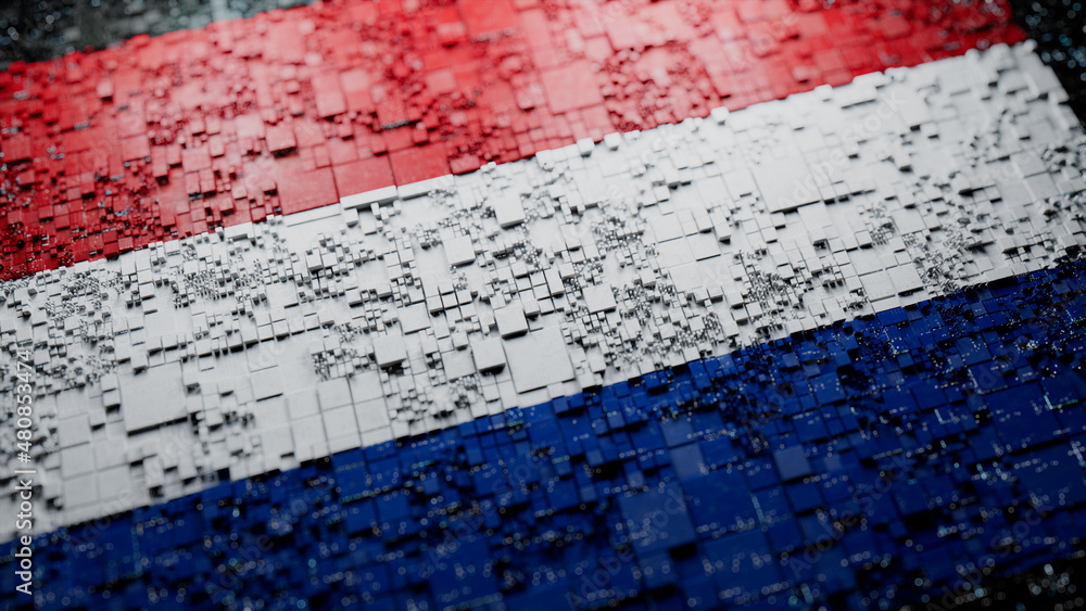 Flag of Netherlands rendered in a Futuristic 3D style. Dutch Innovation ...