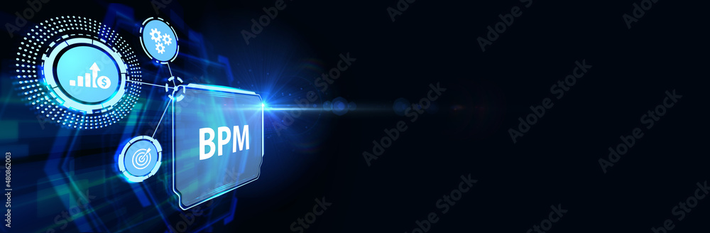 BPM Business process management system technology concept. 3d ...