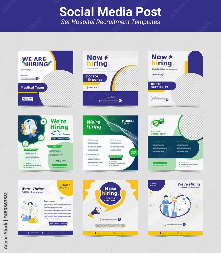 9 bundle creative social media post feed design. Set poster we are ...