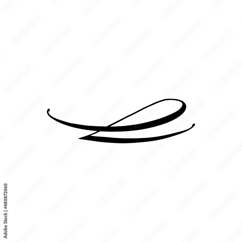 Curl on letter or text tail handwriting element vector illustration ...