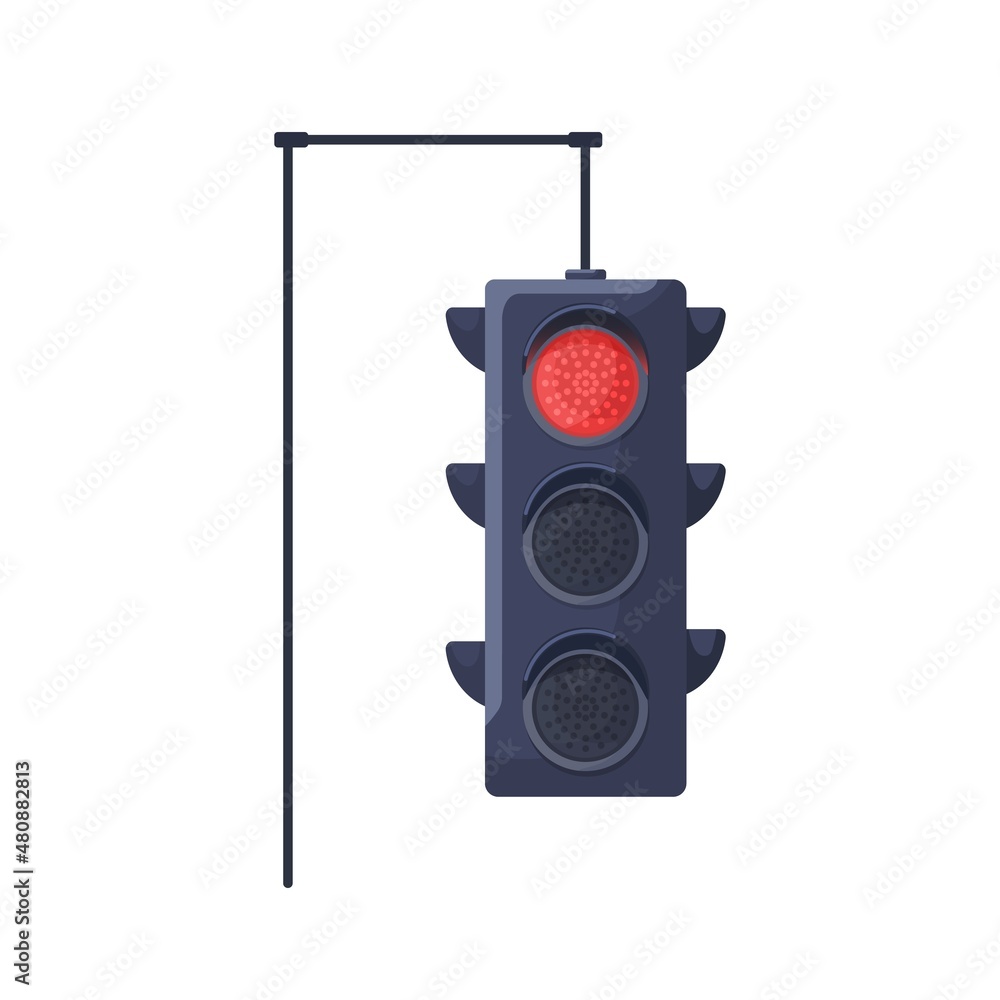 Red signal of traffic lights. Prohibited stop color of led lamp on ...