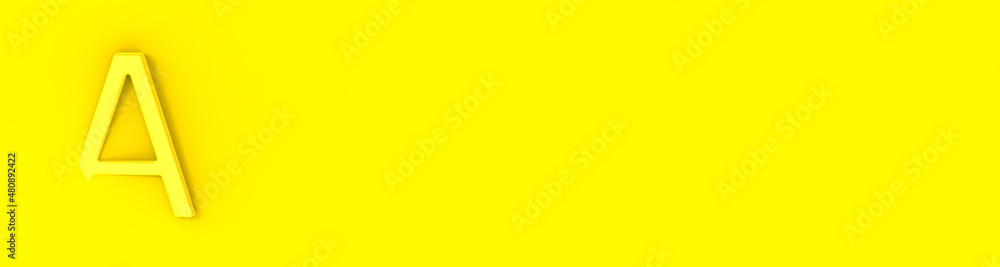 Letter A Is yellow on yellow background. Part of letter is immersed in ...