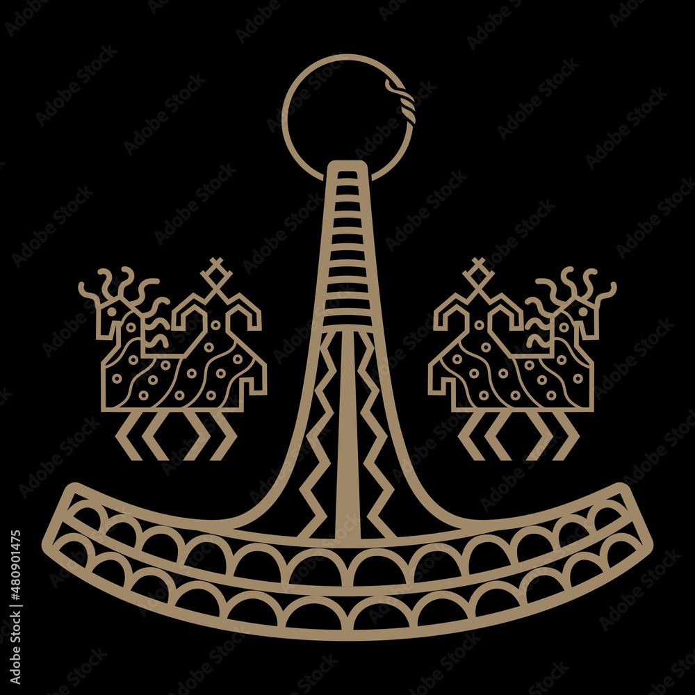 Vetor de Scandinavian design. Ukko Hammer, is the simbol and magikal ...