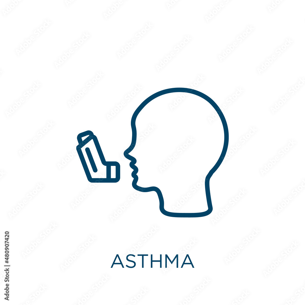 asthma icon. Thin linear asthma, medical, health outline icon isolated ...