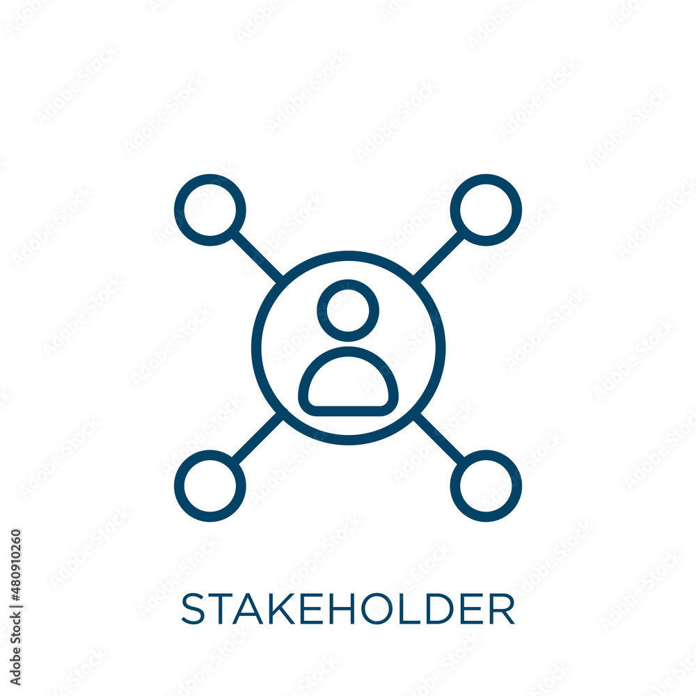 stakeholder icon. Thin linear stakeholder, management, strategy outline ...