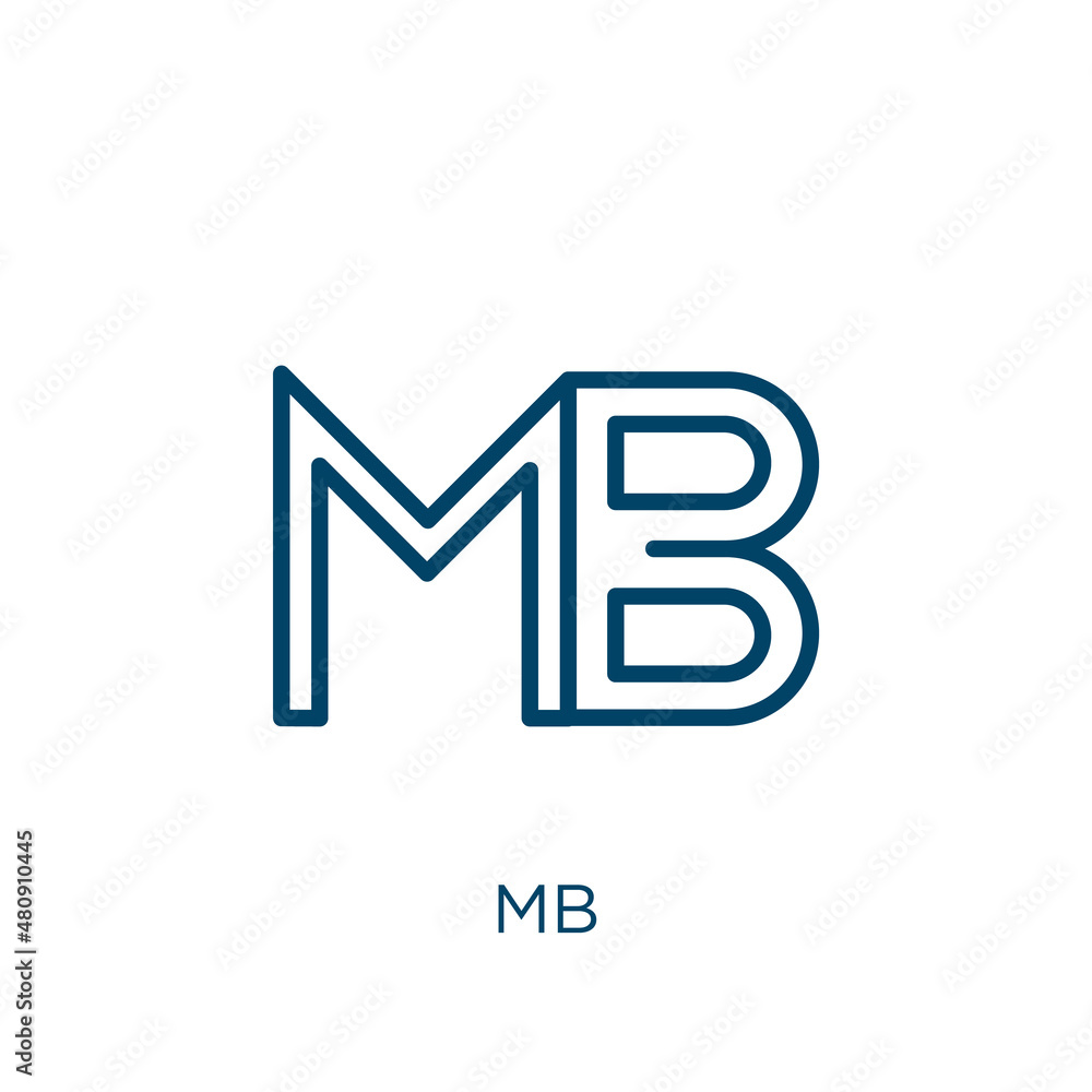 mb icon. Thin linear mb, template, company outline icon isolated on ...