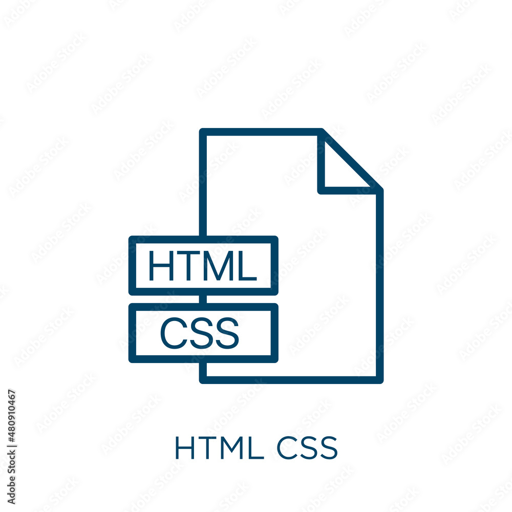 Html Css Icon Thin Linear Html Css Html Css Outline Icon Isolated On White Background Line 9350