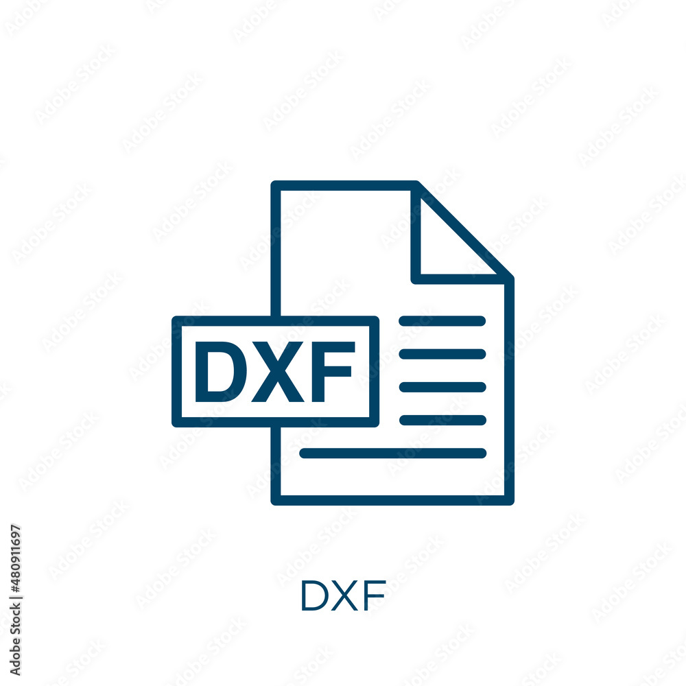 dxf icon. Thin linear dxf, cuttable, clip art outline icon isolated on ...