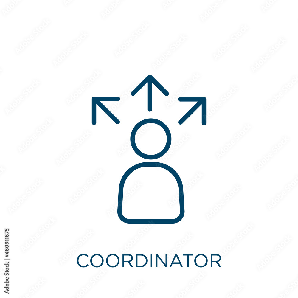 Vetor de coordinator icon. Thin linear coordinator, business ...