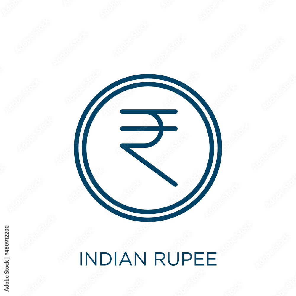 indian rupee icon. Thin linear indian rupee, currency, cash outline ...