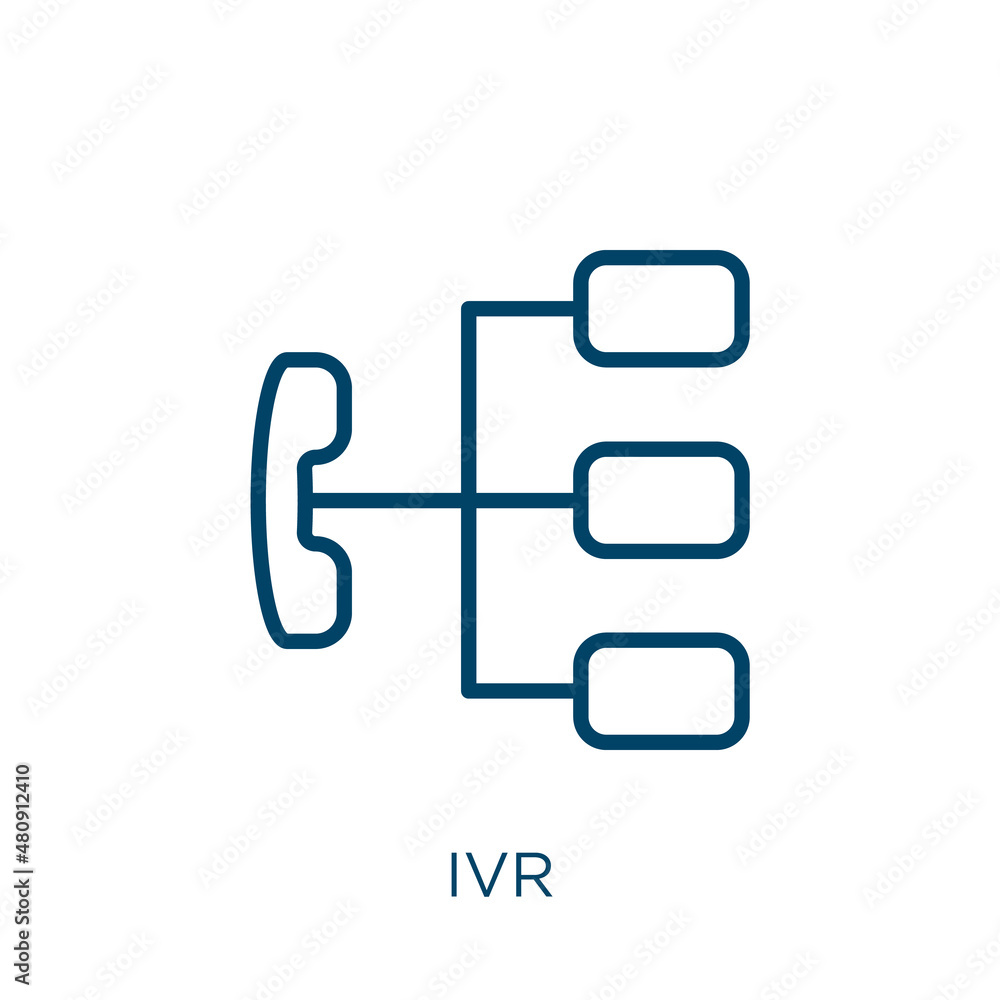 ivr icon. Thin linear ivr, business, center outline icon isolated on ...