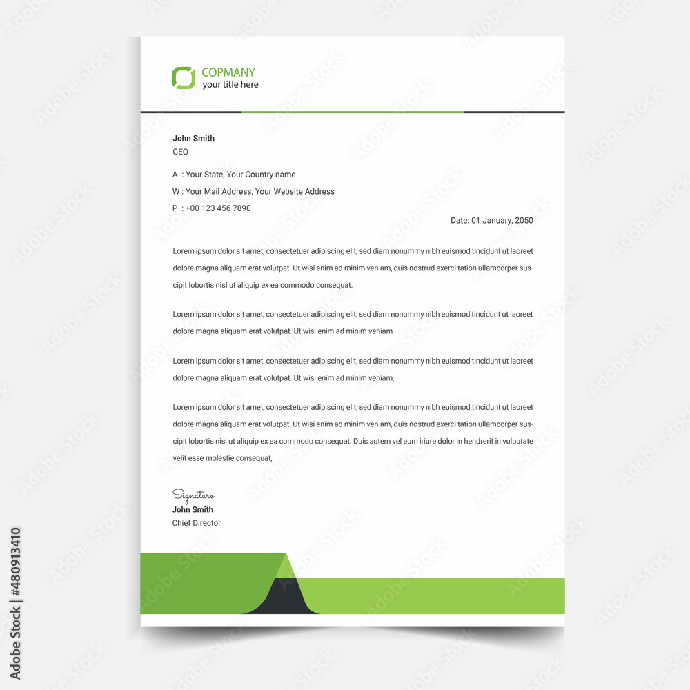 Corporate Modern Green letterhead design template. Creative & Clean ...