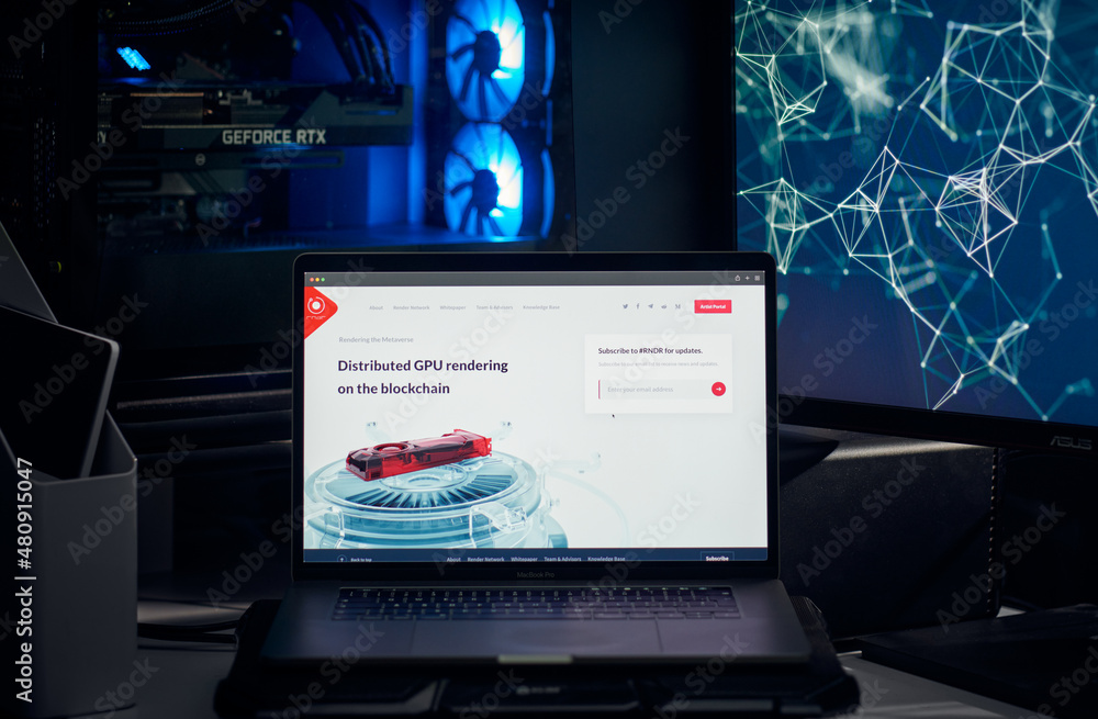 Milan, Italy - January 11, 2022: render token - RNDR website's hp seen ... Milan, Italy - January 11, 2022: render token - RNDR website's hp seen ...