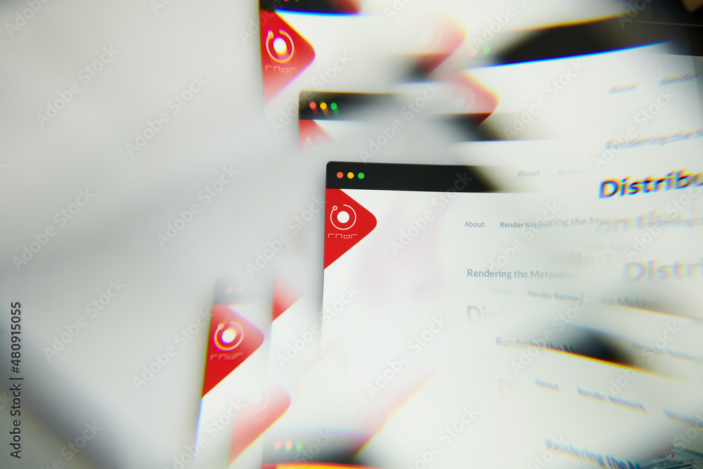 Milan, Italy - January 11, 2022: render token - RNDR logo on laptop ...