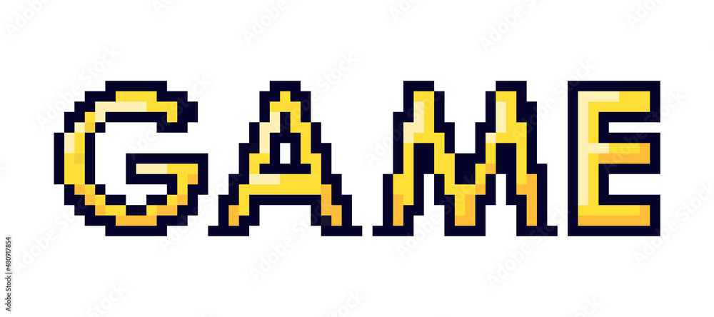 Pixel game element. Game pixel art magic items, digital pixelated lives ...