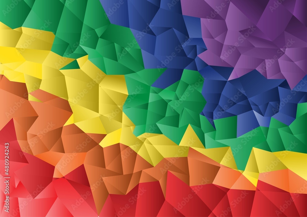 Abstract geometric rainbow gradient color polygon background. Pride ...