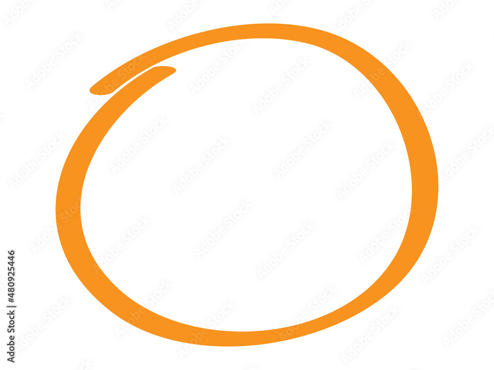 Vecteur Stock Orange circle pen draw. Highlight hand drawn circle ...