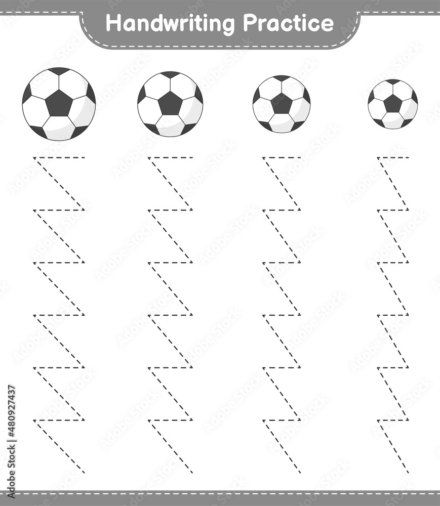 Handwriting practice. Tracing lines of Soccer Ball. Educational ...