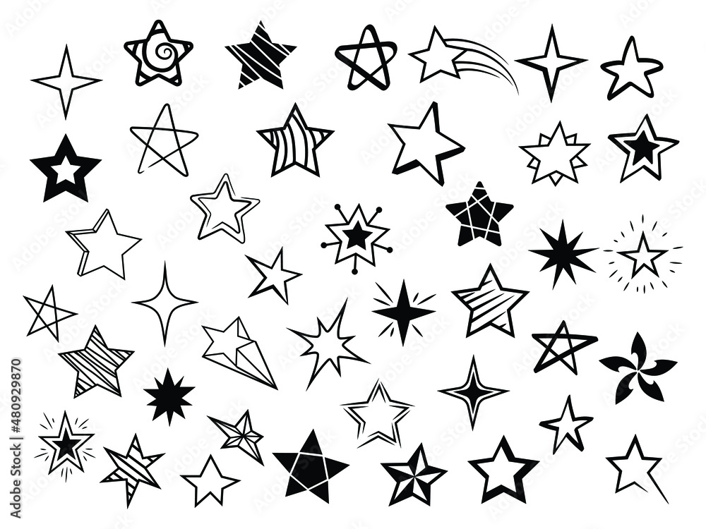 Set of sparkle lights stars. Collection of stylized hooting stars ...
