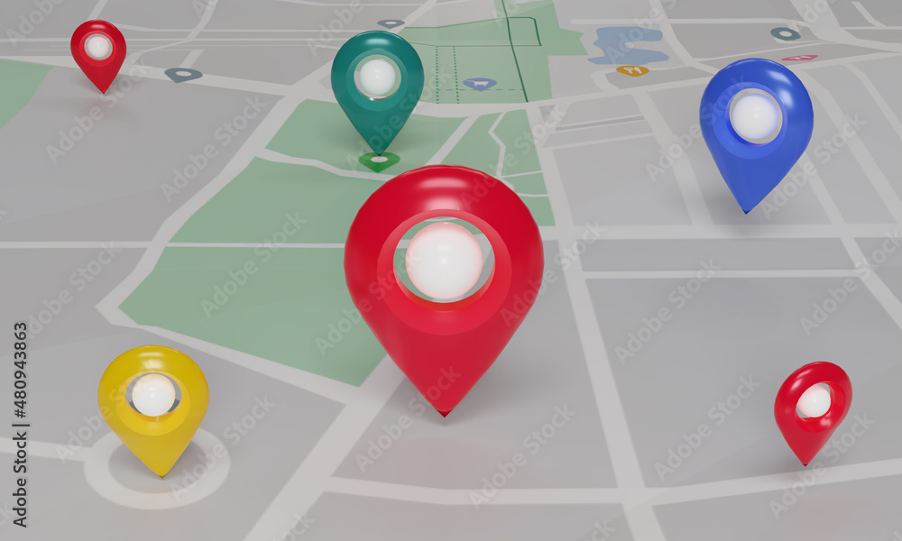 GPS. navigator pin checking with map on beige background. Location pin ...