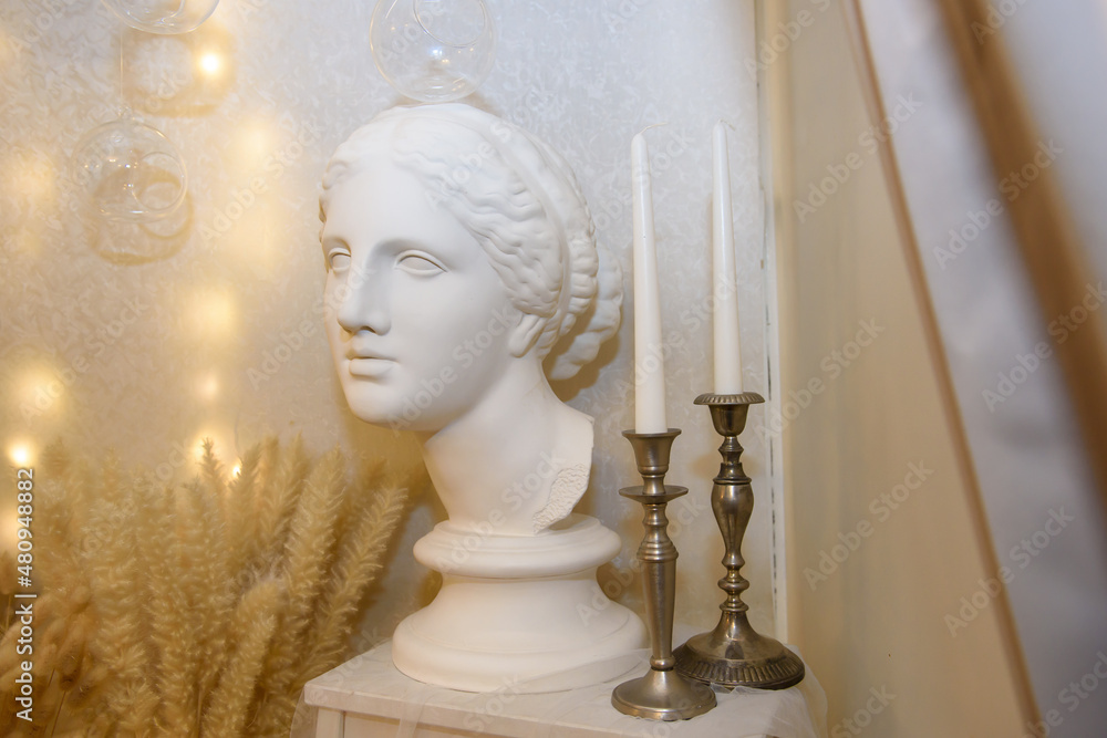 Wall design in antique fantasy style. The interior of the room is ...