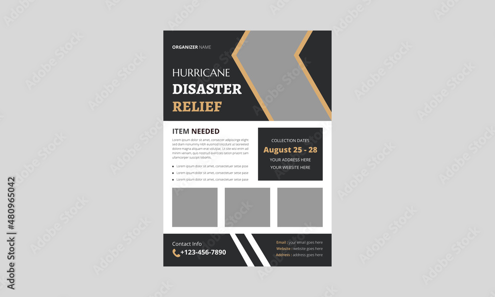 Disaster Relief flyer design template. Hurricane Relief flyer design ...