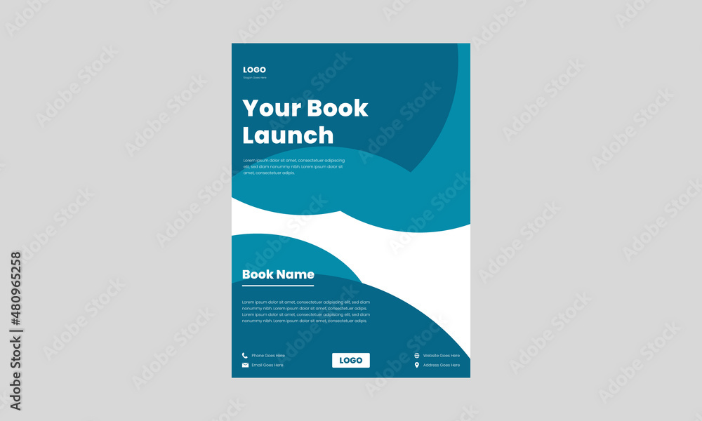 book launch flyer design template. book release flyer, poster in blue ...
