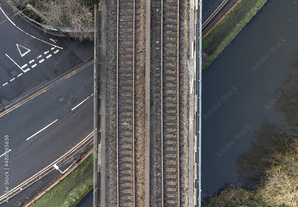 Transport infrastructure background with road, rail and water Stock ...