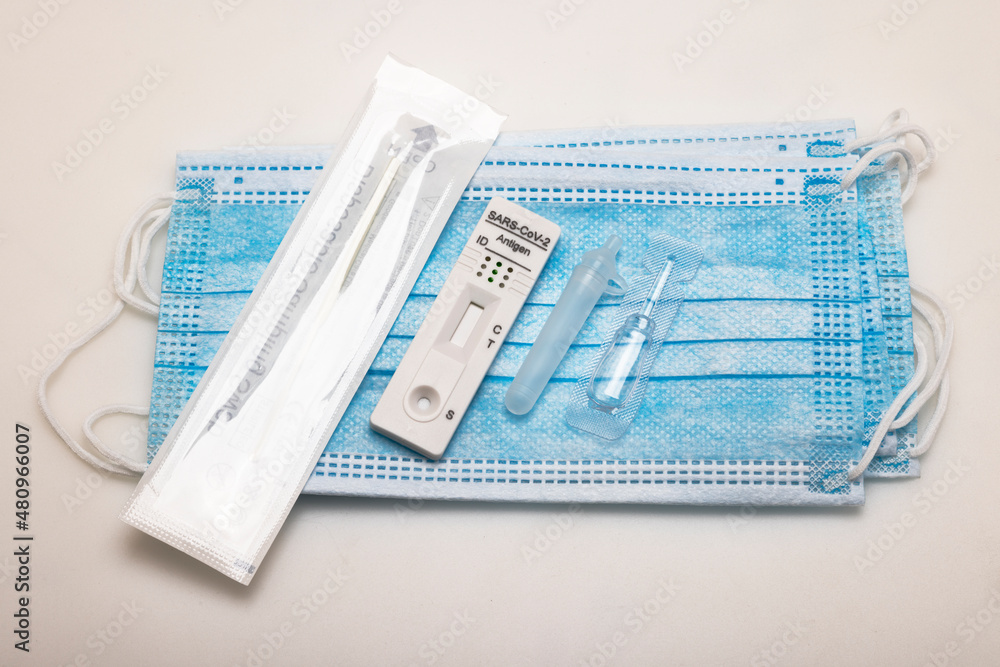 SARS CoV-2 Rapid antigen test kit (ATK)on face mask , Coronavirus ...