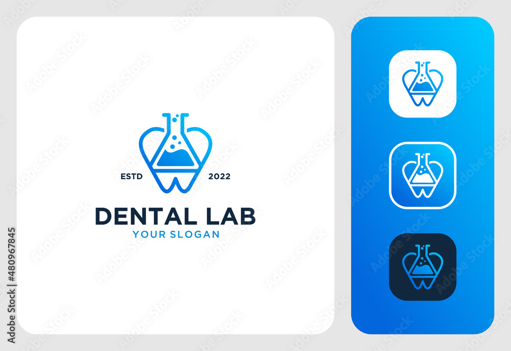 dental laboratory with line art logo design inspiration Stock Vector ...