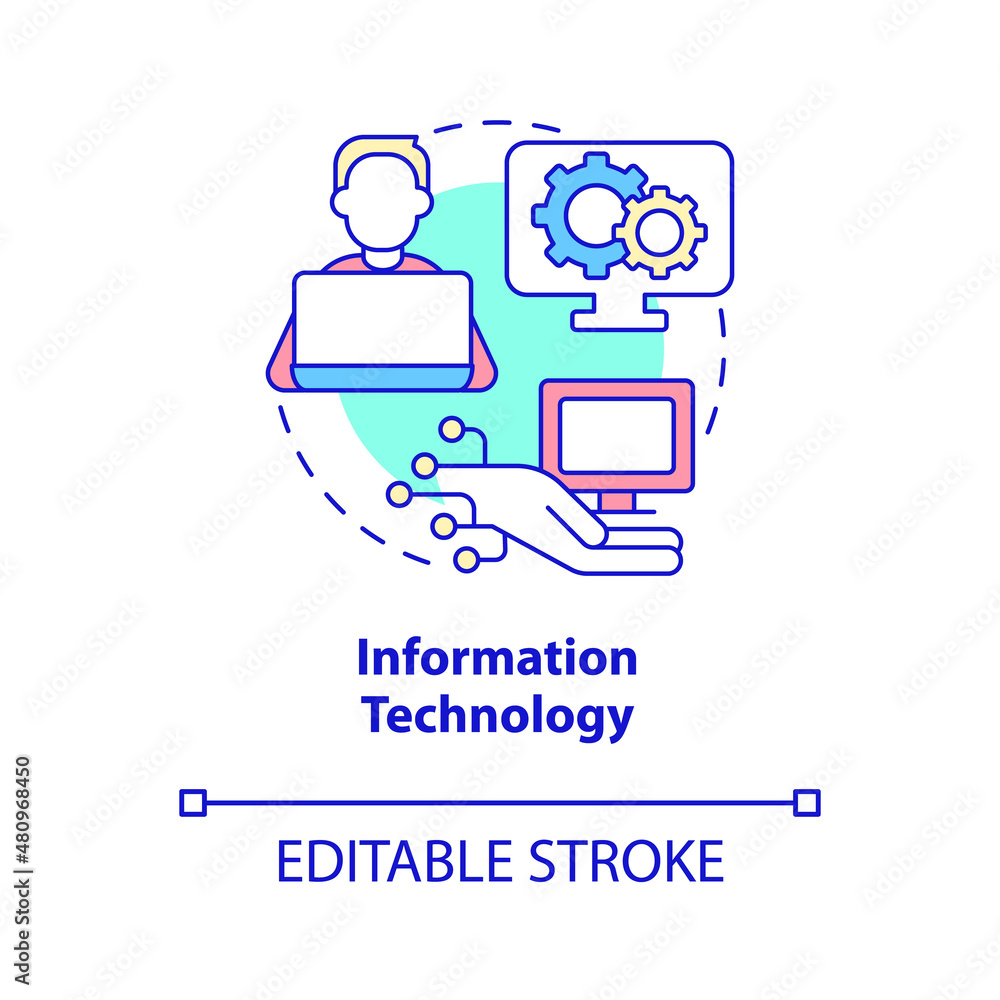 Information technology concept icon. Business management skills ...