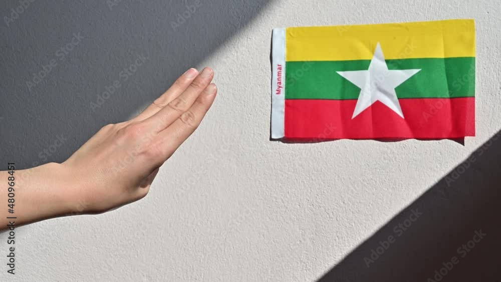 Footage of protester showing three-finger salute to against the Myanmar ...