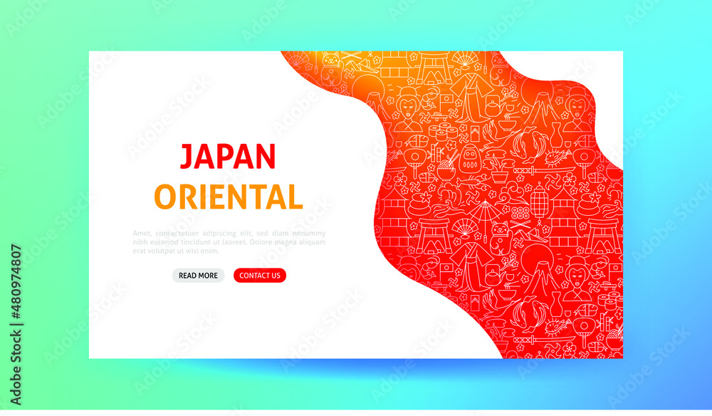 Japan Landing Page. Vector Illustration of Outline Design. Stock Vector ...