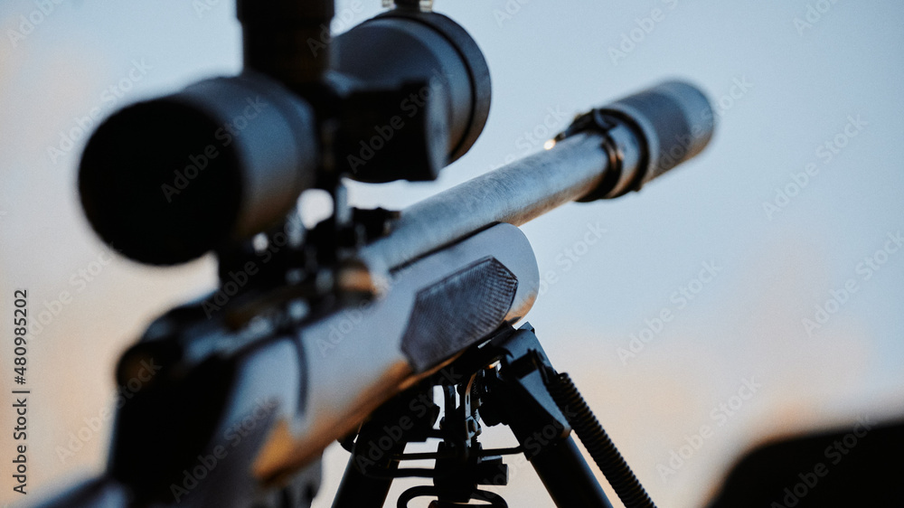 Small caliber sniper rifle with sniper scope Stock Photo | Adobe Stock