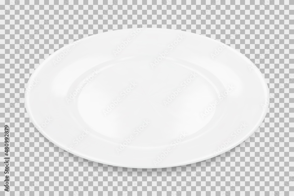 White round empty plate side view with transparent shadow Stock Vector ...