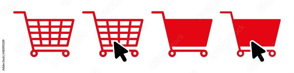 Red Cart Shopping Icons Stock Vector | Adobe Stock