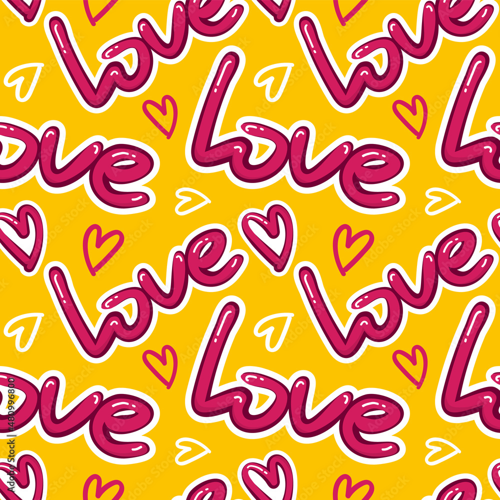 Seamless vector pattern - Love. Cute pattern with the word love and ...