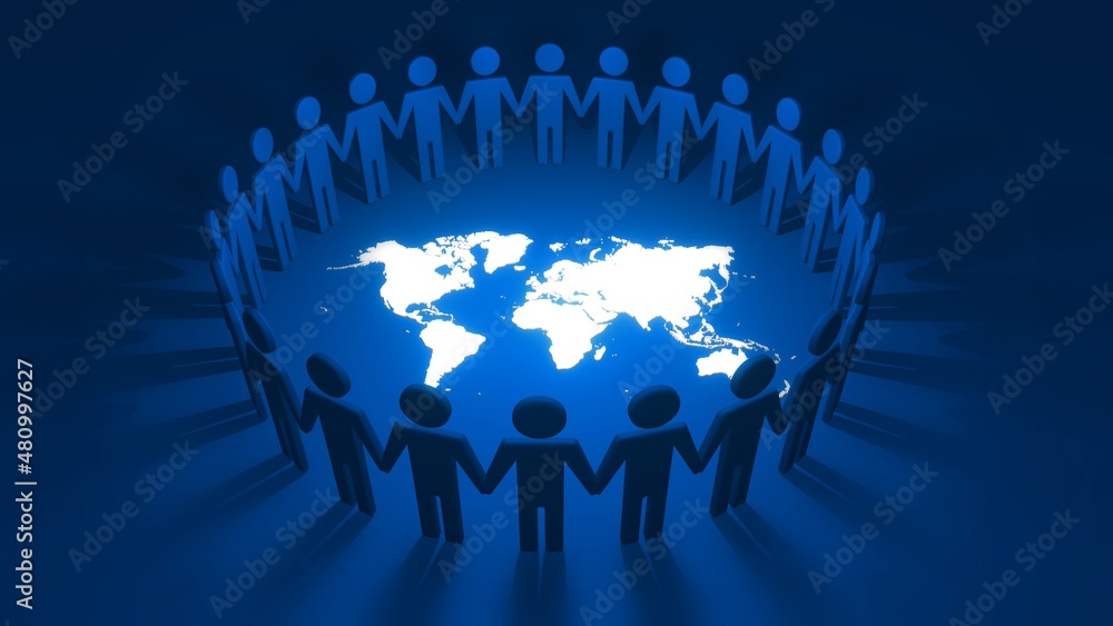 Group of cutout people holding hands together forming a connected ...