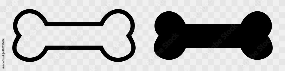 Dog bone icons.Bone icon in modern flat design isolated on transparent ...