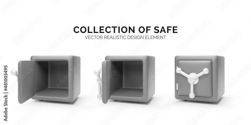 Steel open and closed safe in realistic cartoon style Stock Vector ...