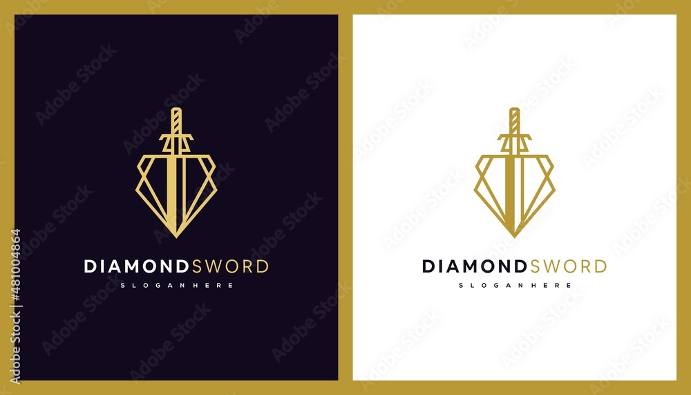 Diamond Sword Logo Design. Unique Outline Illustration Editable ...