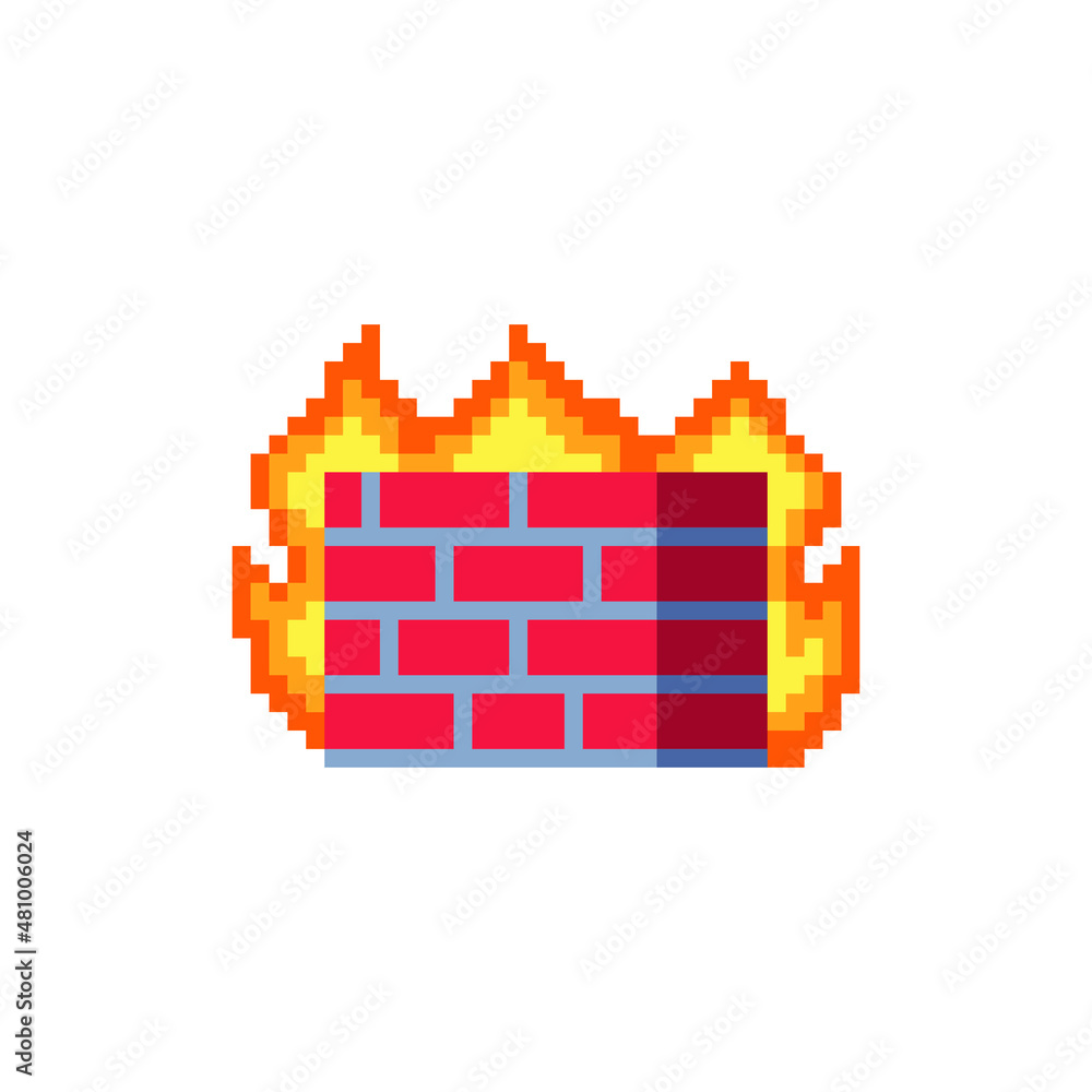 Vecteur Stock Pixel art fire icon. Burning house. Knitted design ...