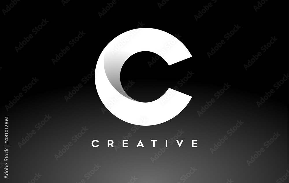 White Letter C Logo Design with Minimalist Creative Look and soft ...