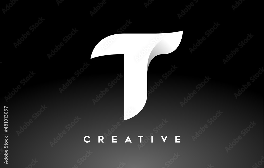 White Letter T Logo Design with Minimalist Creative Look and soft ...