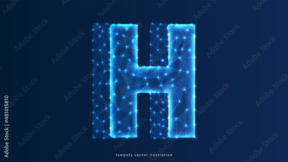 Letter H low poly design, alphabet abstract geometric image, font ...